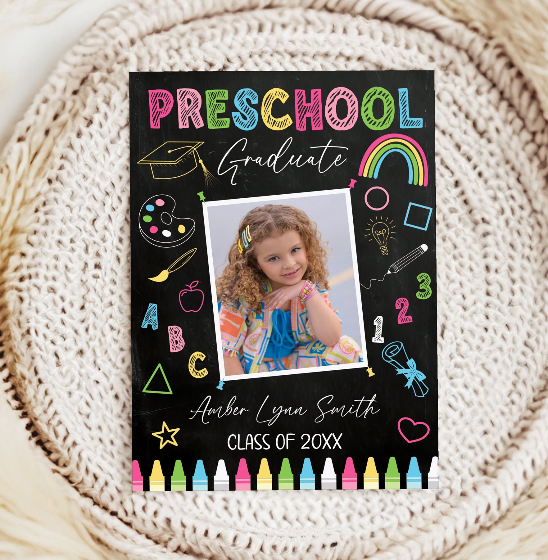 EDITABLE Preschool Graduation Announcement, Graduate Invitation ...