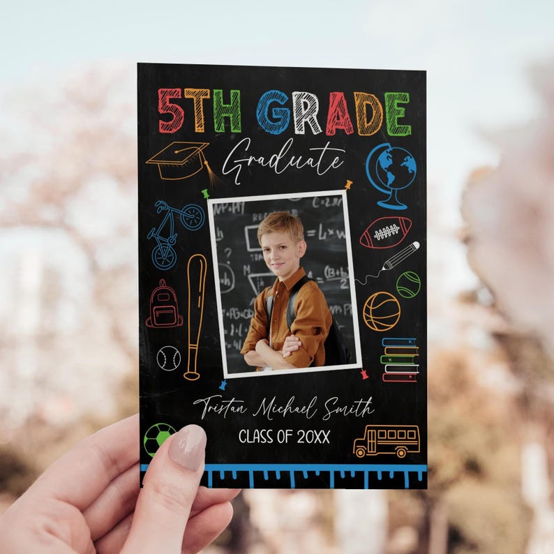 EDITABLE 5th Grade Graduation Announcement, Sports Graduate Invitation ...