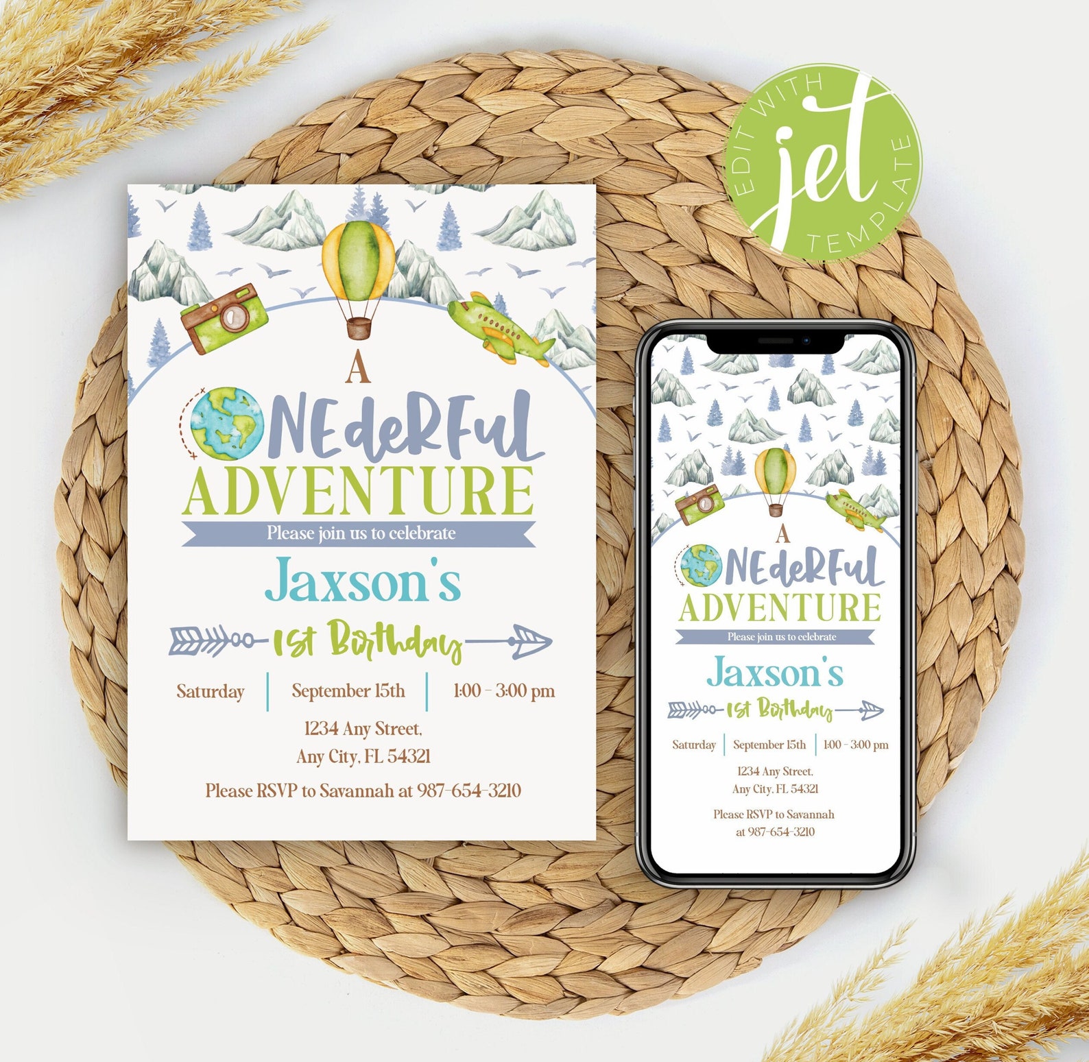 EDITABLE A Onederful Adventure Birthday Invitation Template, Wild ...
