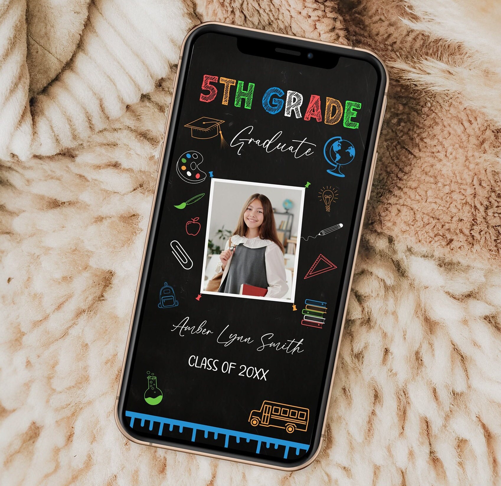 EDITABLE 5th Grade Graduation Announcement, Graduate Invitation ...