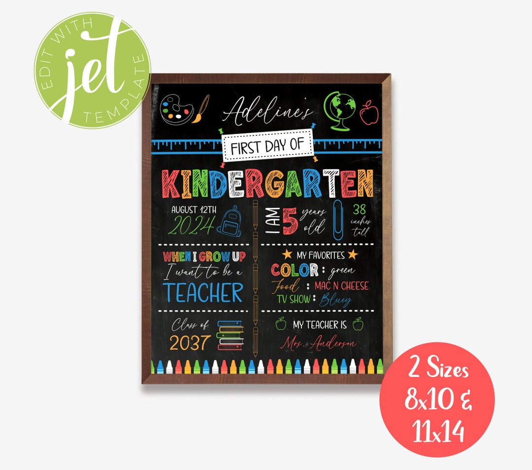 EDITABLE Colorful Chalkboard First or Last Day of School Sign Template ...