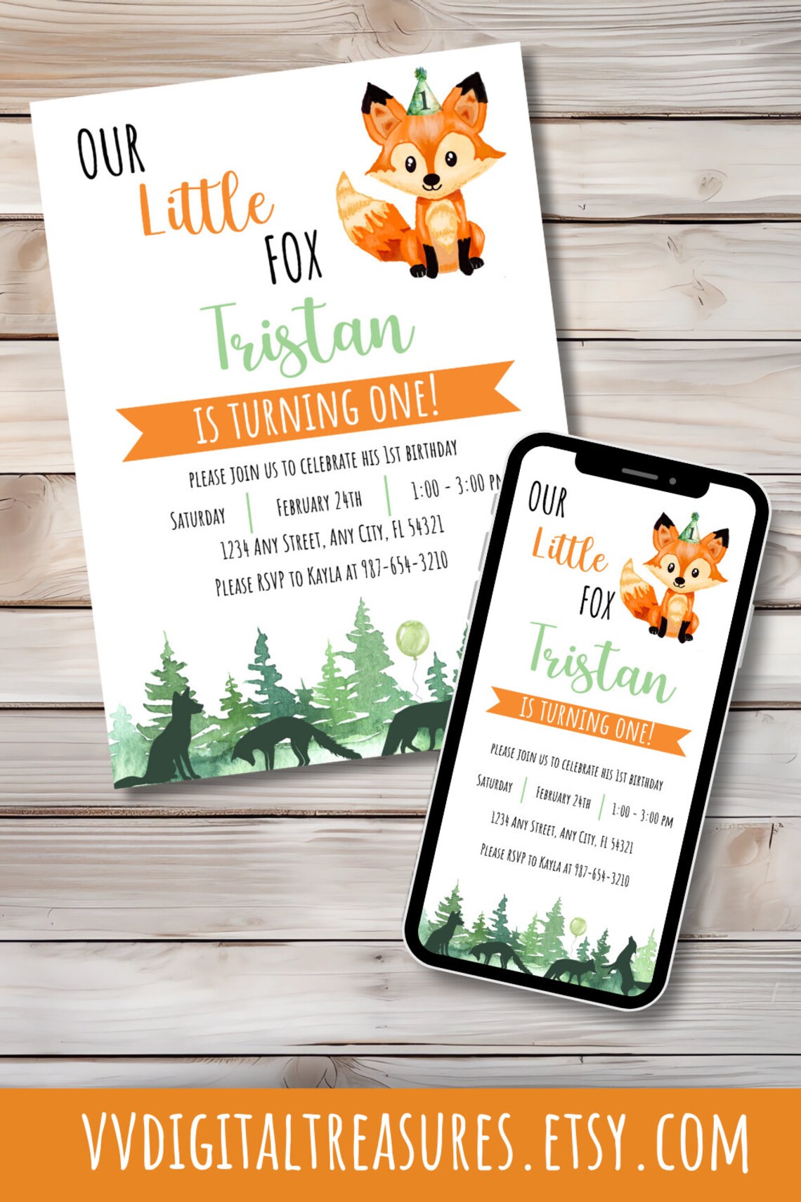 EDITABLE Fox Birthday Invitation, Woodland Birthday Party, Our Little ...