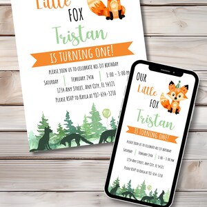 EDITABLE Fox Birthday Invitation, Woodland Birthday Party, Our Little ...