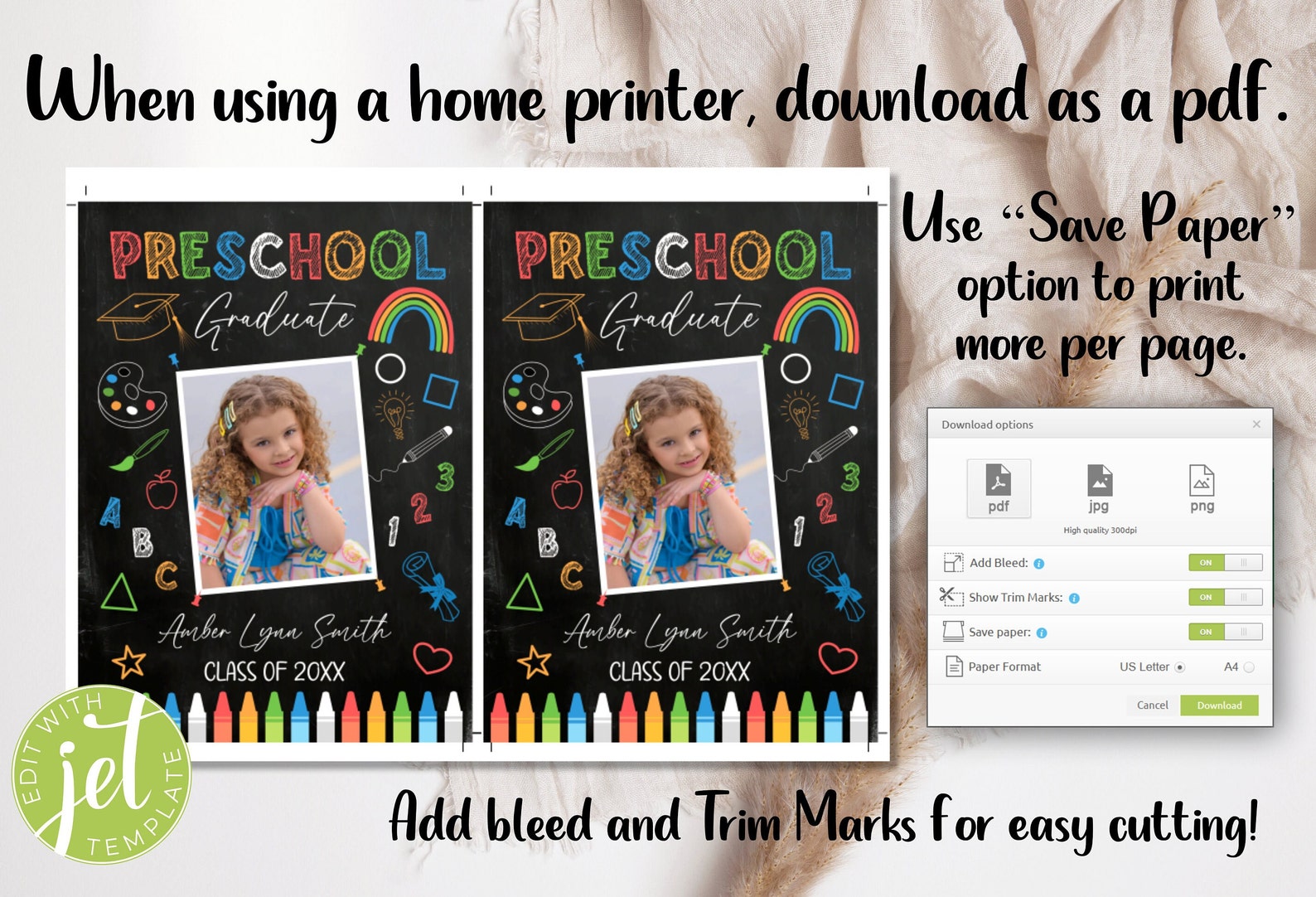 EDITABLE Preschool Graduation Announcement, Graduate Invitation ...