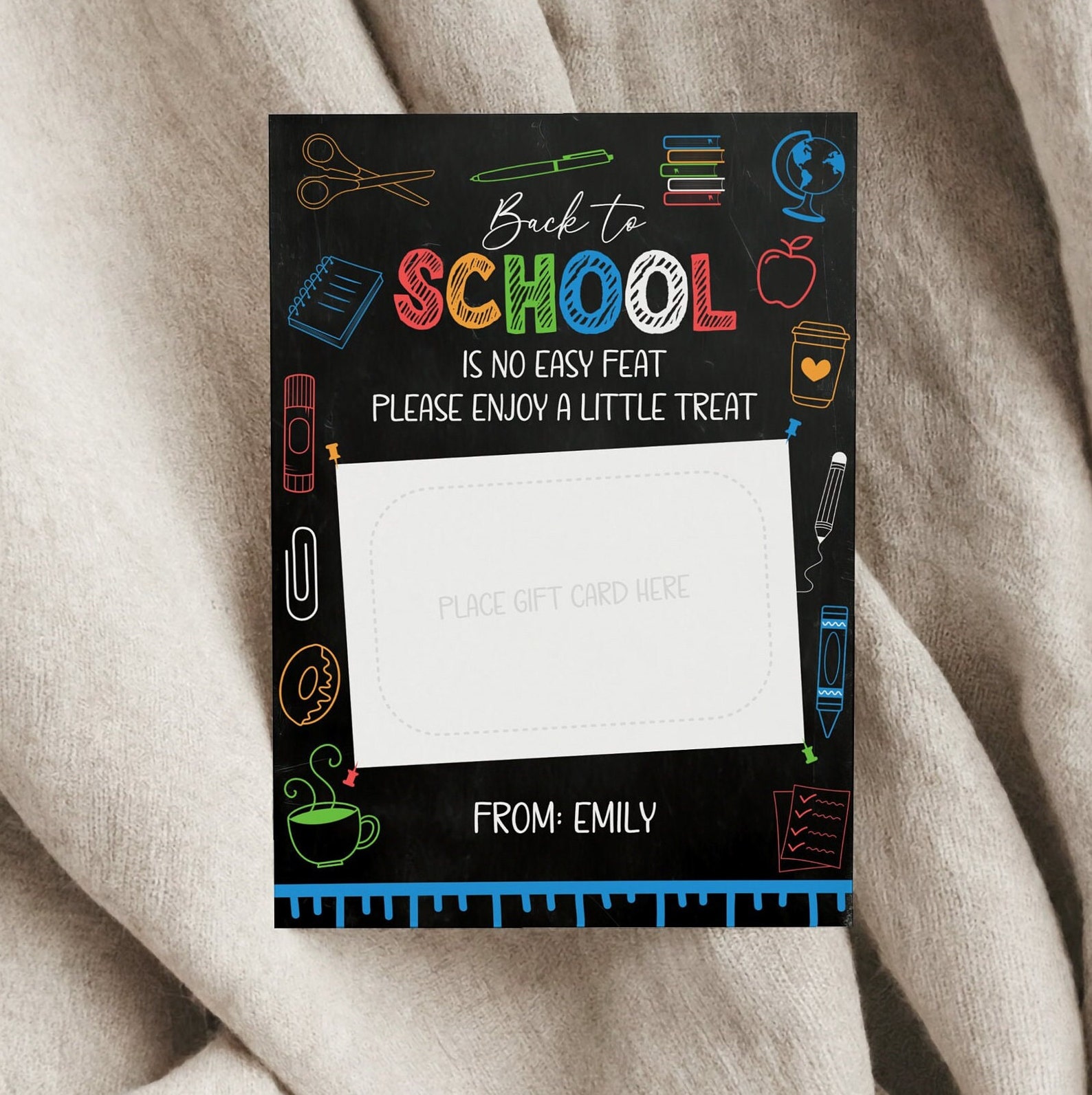 EDITABLE Colorful Teacher Gift Card Holder Template, Back to School ...