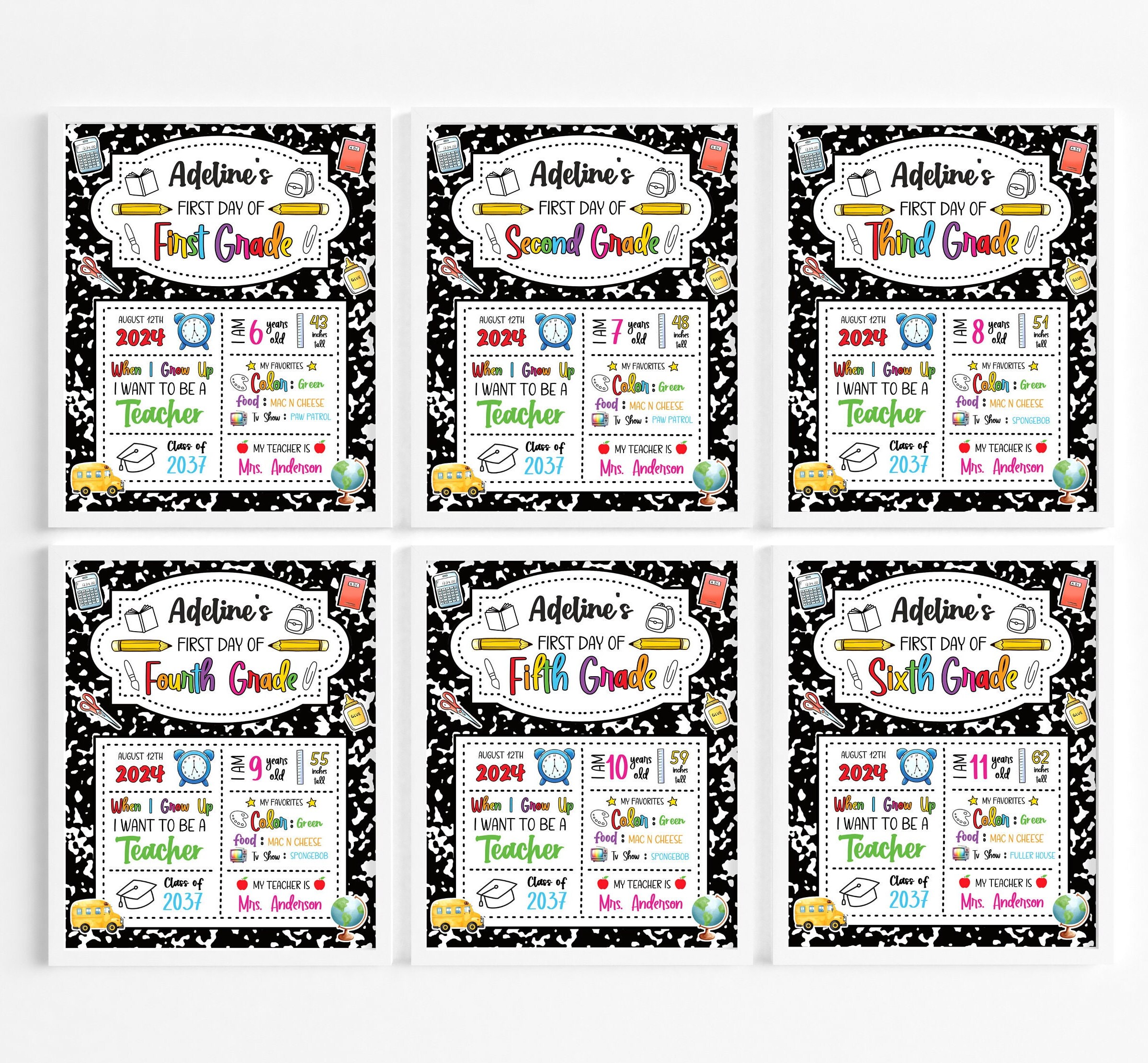 EDITABLE Composition Notebook First or Last Day of School Sign Template ...