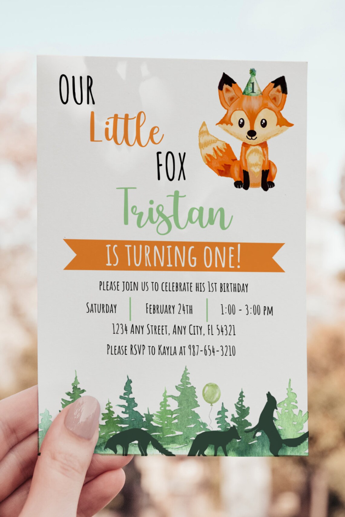 EDITABLE Fox Birthday Invitation, Woodland Birthday Party, Our Little ...