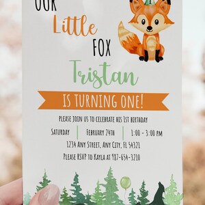 EDITABLE Fox Birthday Invitation, Woodland Birthday Party, Our Little ...