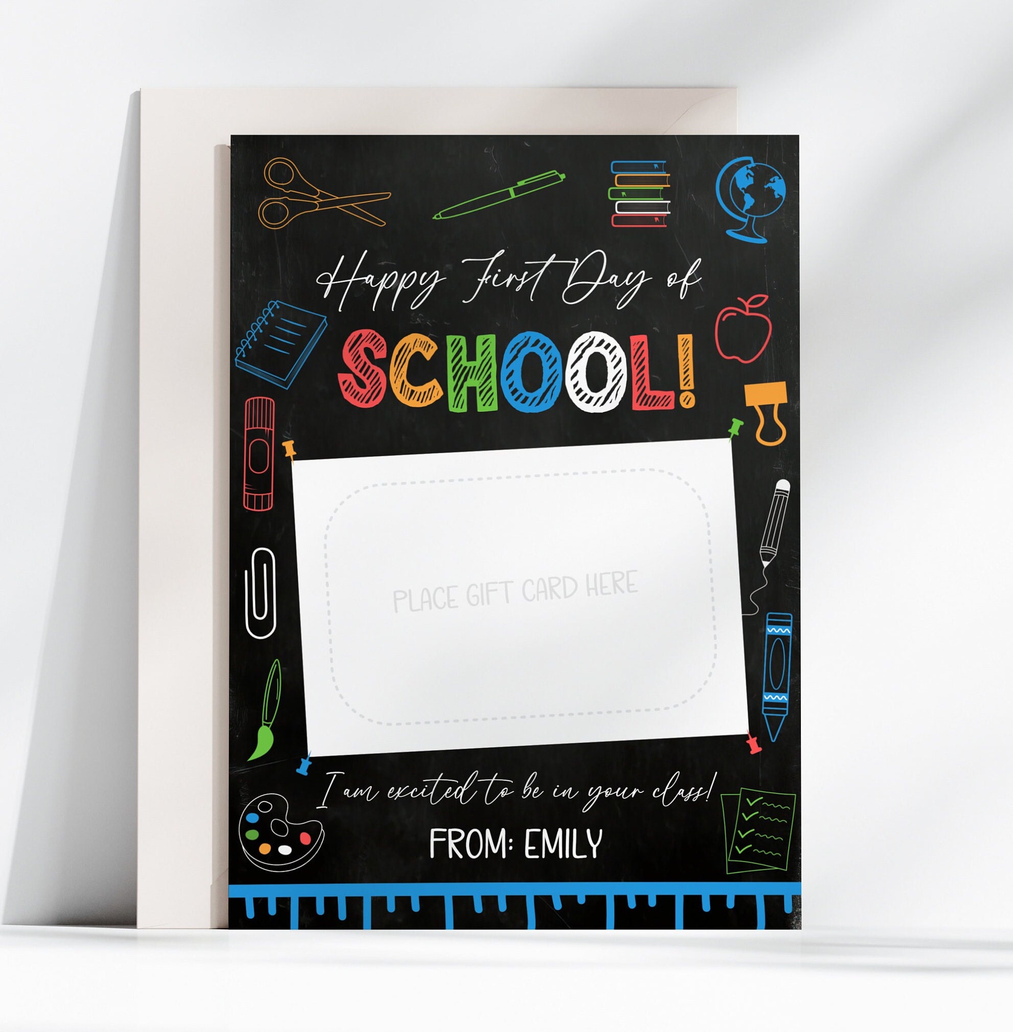 EDITABLE Colorful Teacher Gift Card Holder Template, Back to School ...