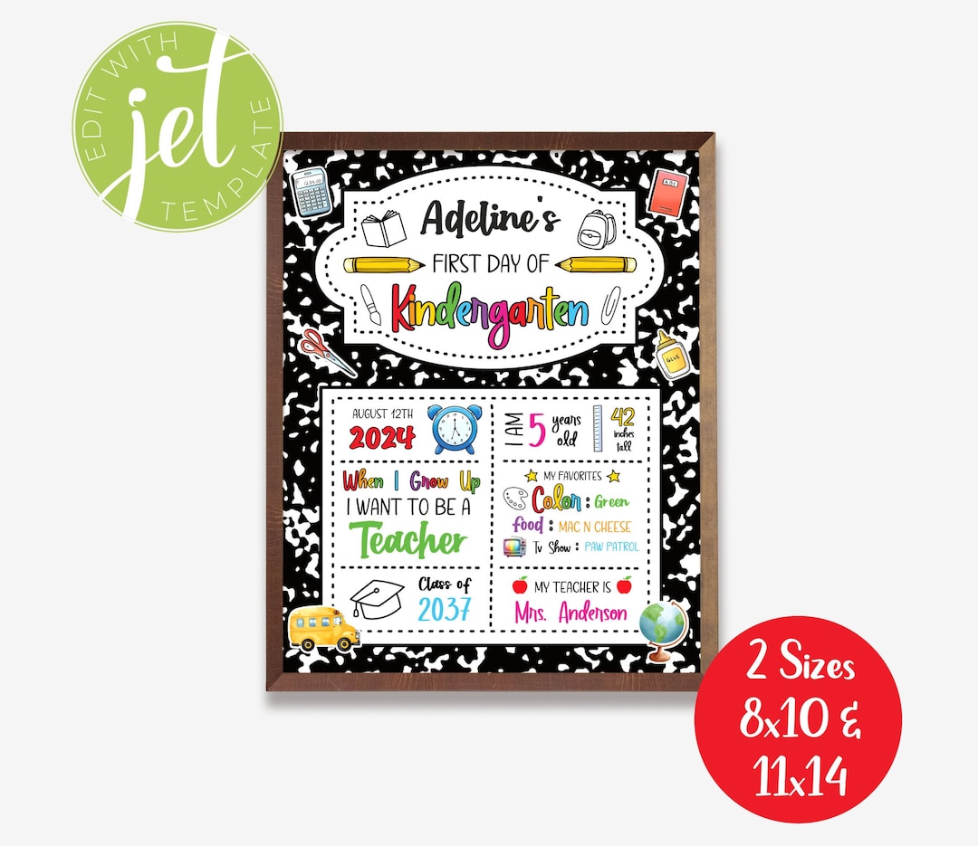 EDITABLE Composition Notebook First or Last Day of School Sign Template ...