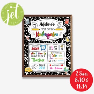 EDITABLE Composition Notebook First or Last Day of School Sign Template ...