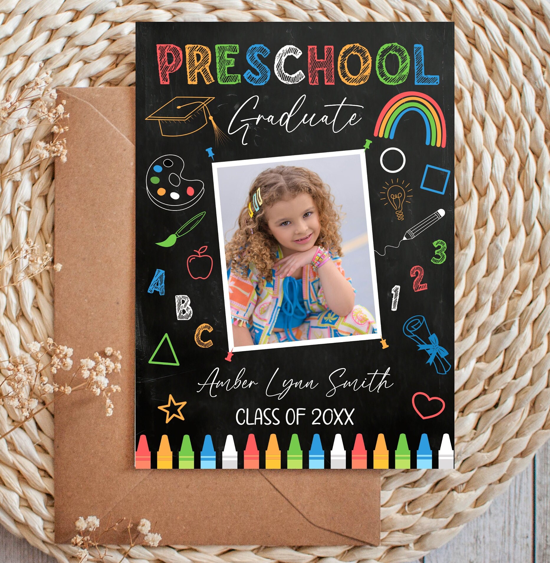 EDITABLE Preschool Graduation Announcement, Graduate Invitation ...