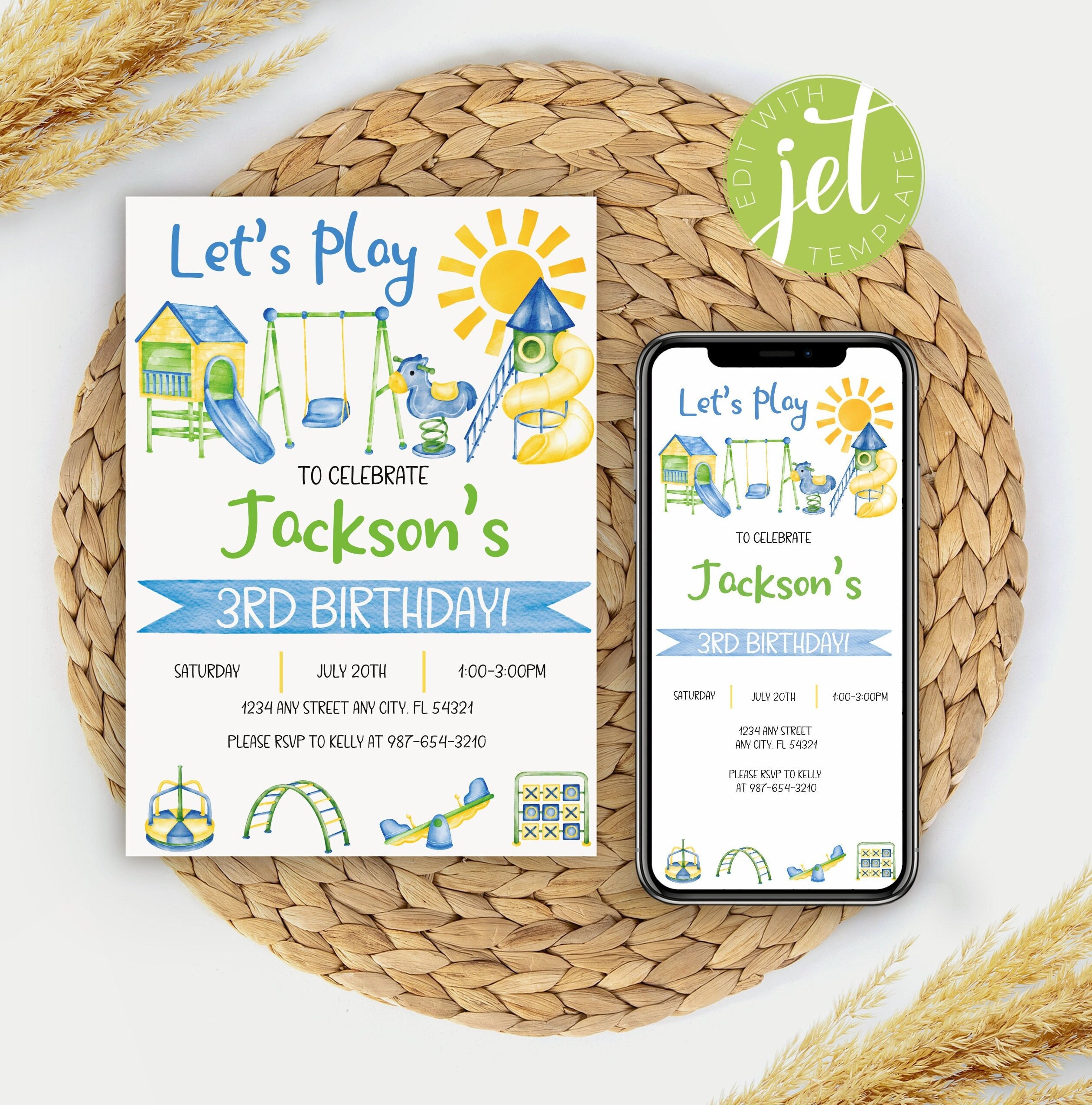 EDITABLE Playground Birthday Invitation Template, Any Age, Let's Play ...