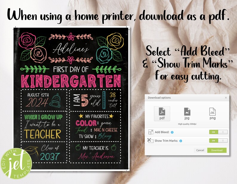 EDITABLE Floral Rose First or Last Day of School Sign Template, Girl ...