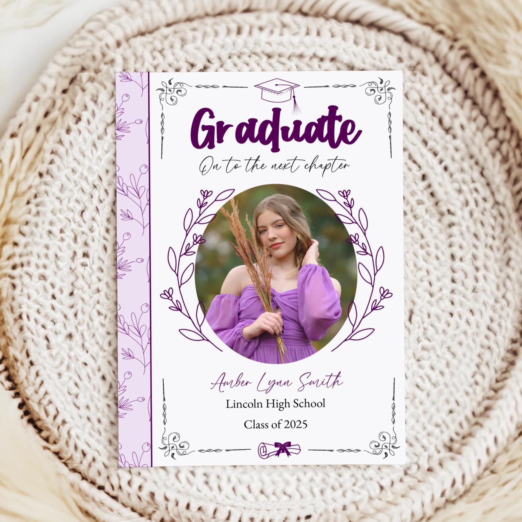 EDITABLE Story Book High School Graduation Invitation Template ...