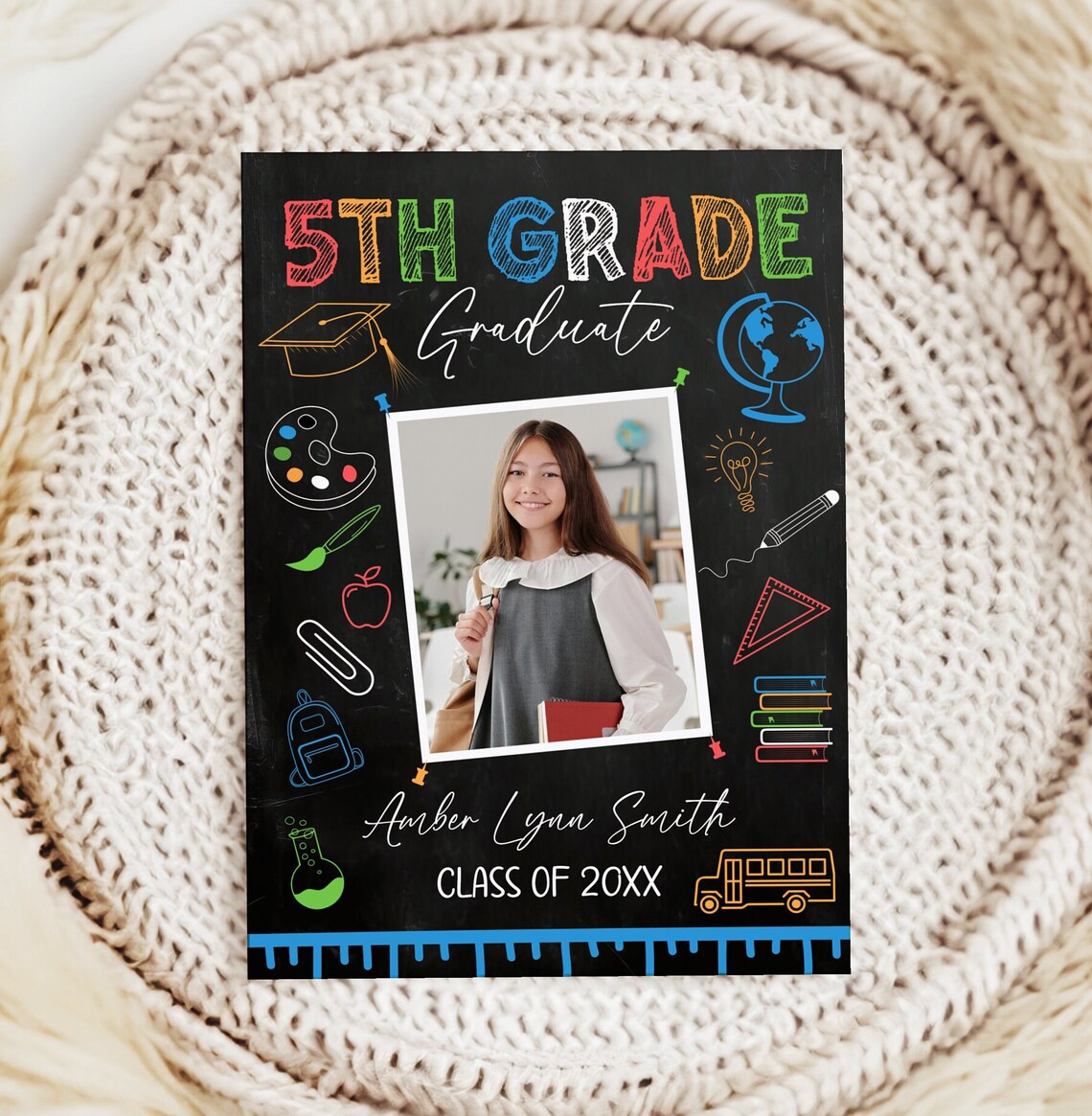 EDITABLE 5th Grade Graduation Announcement, Graduate Invitation ...