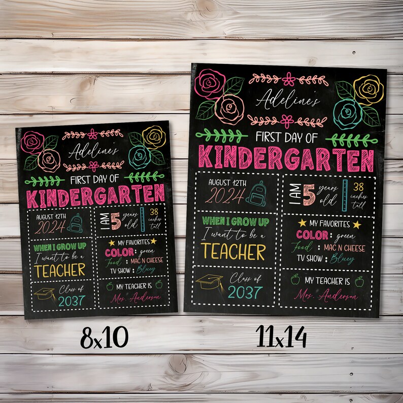 EDITABLE Floral Rose First or Last Day of School Sign Template, Girl ...