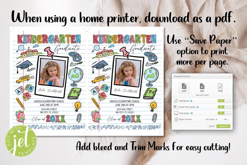EDITABLE Kindergarten Graduation Announcement, Graduate Invitation ...