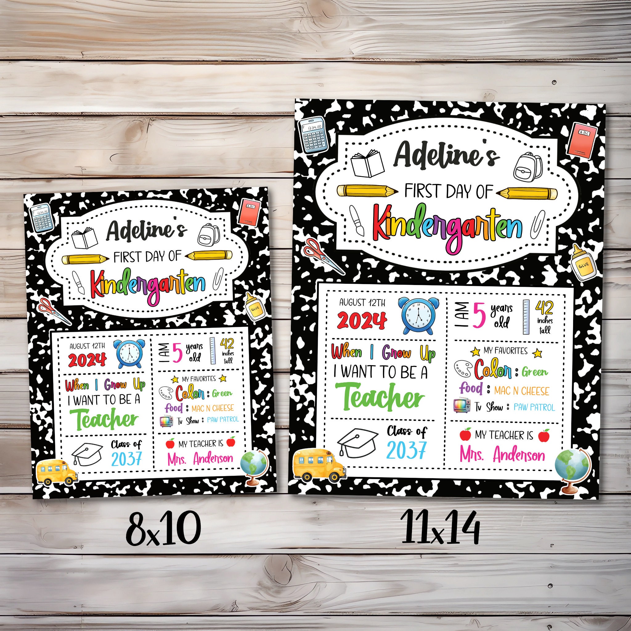 EDITABLE Composition Notebook First or Last Day of School Sign Template ...