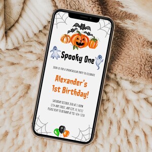 EDITABLE Spooky One Birthday Invitation Template, Halloween 1st ...