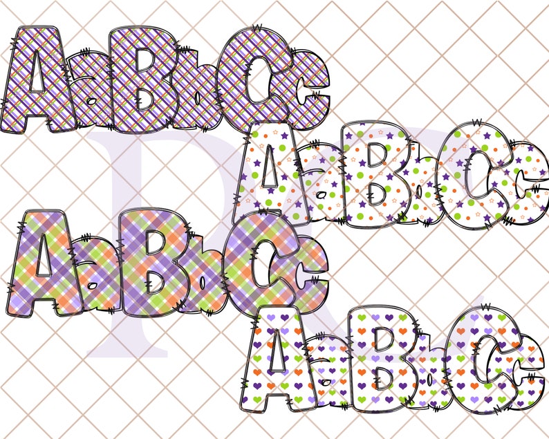 Halloween Doodle Alphabet Bundle, Halloween PNG Letters, Numbers ...
