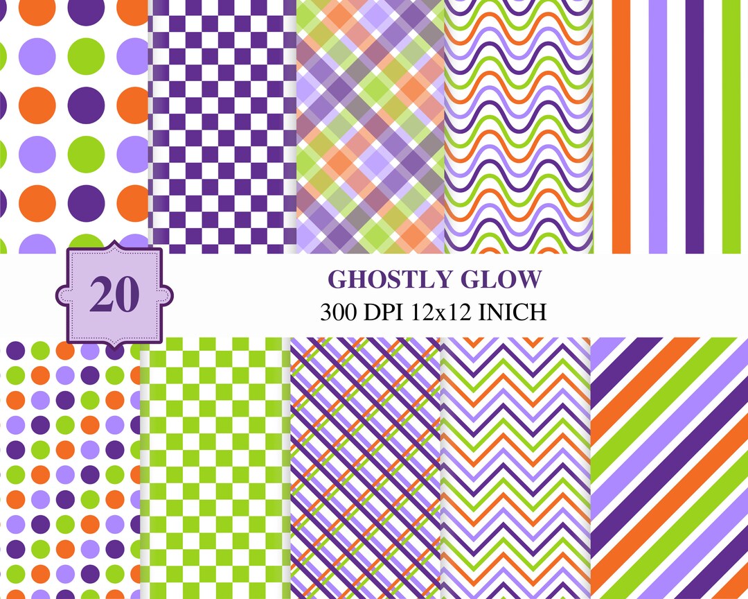 Halloween Digital Paper Pack: Ghostly Purple, Green, Orange (digital ...