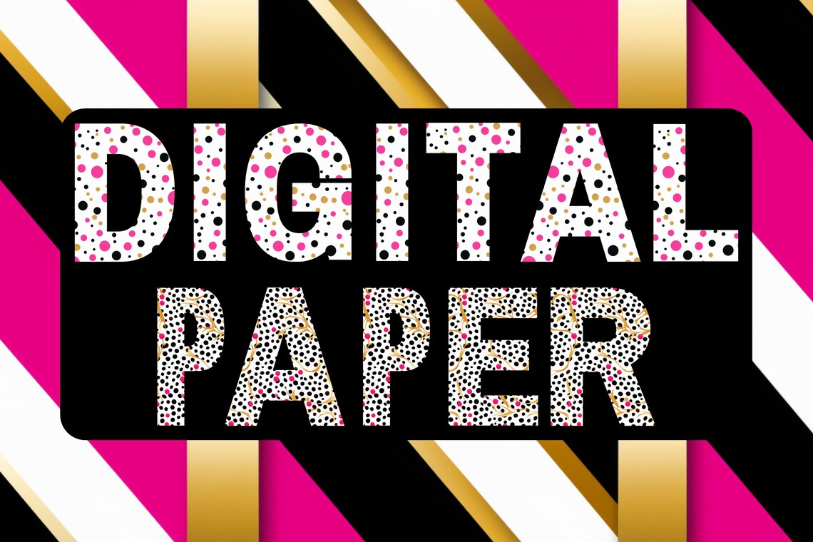 Luxurious Hot Pink & Black Digital Paper Pack Seamless 12x12 300 DPI ...