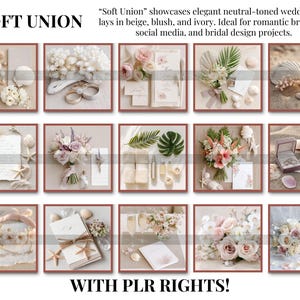 Soft Union–50 Neutral Wedding Flat Lay Stock Image | PLR Digital Download | Beige Cream Wedding ...