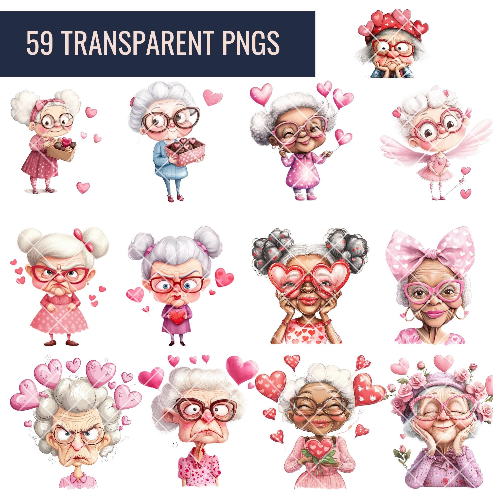 59 Quirky Valentine Grandma Clipart, Funny Old Ladies, Valentines ...
