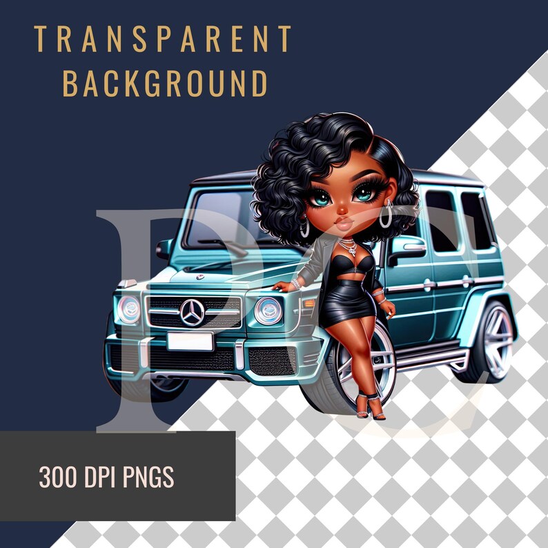 Chibi-style African American, Fashionistas, Digital PNG, Bundle of 16 ...