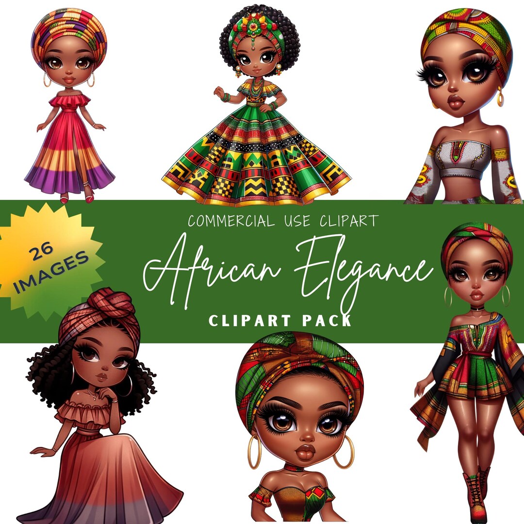 26 African Chibi Clipart Black Girl Fashionistas Transparent PNG Trendy ...