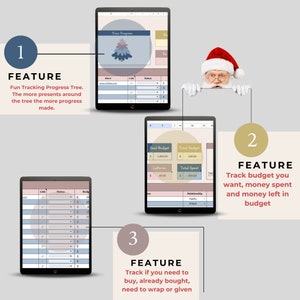Blue Christmas Wish Gifts Tracker Google Sheets Holiday Planner ...