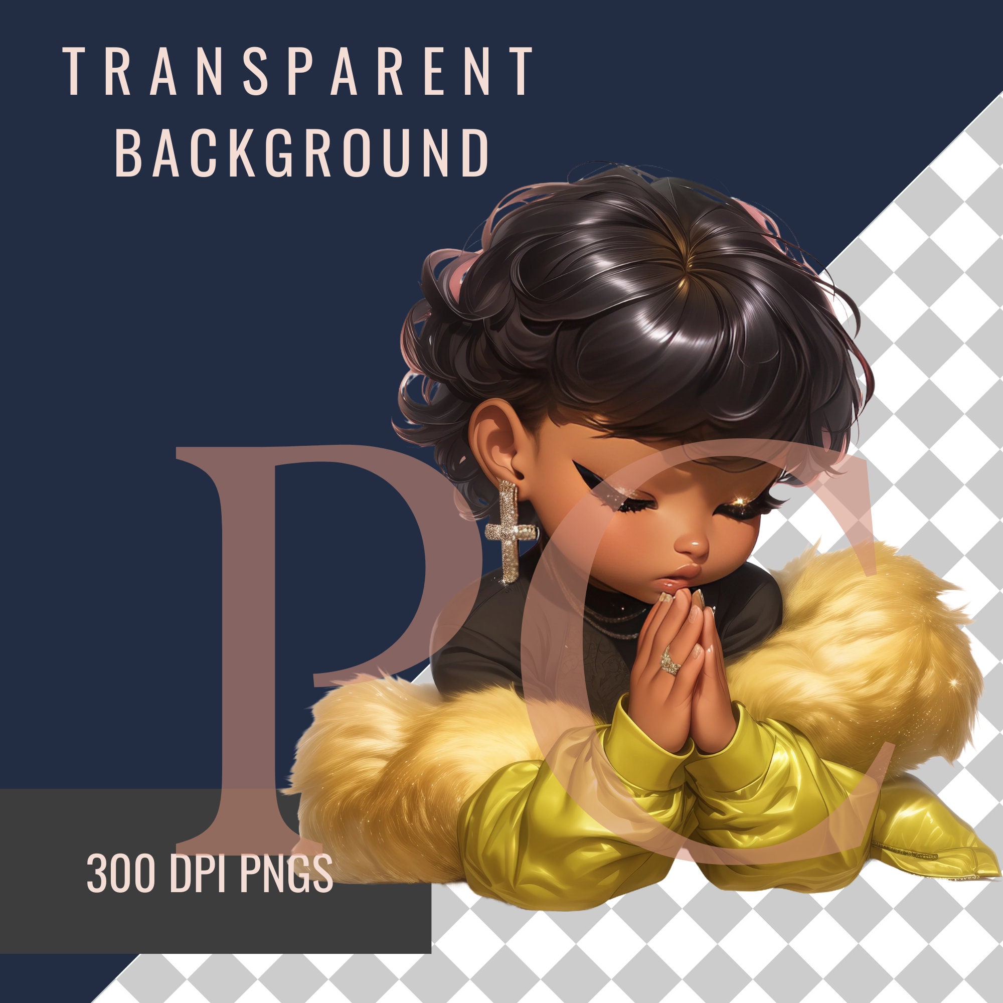 Praying Black Girl Chibi Clipart: African American Faith PNG Bundle - Etsy