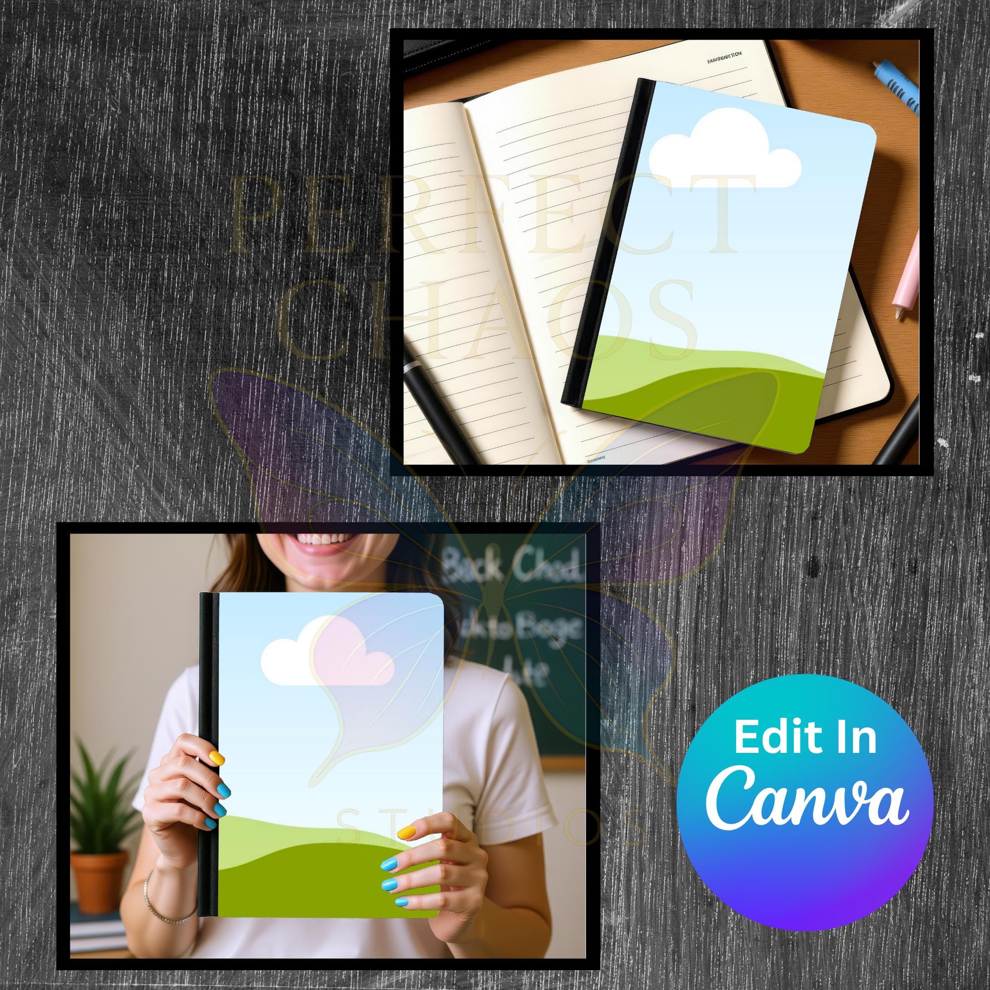Canva Mockup Templates: Composition Notebook Cover Designs (digital ...