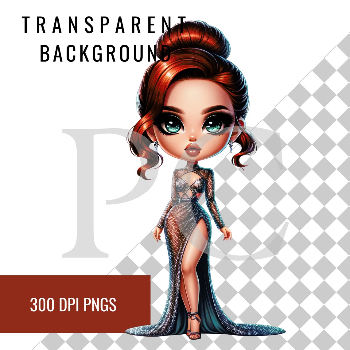 26 Chic Chibi Clipart PNG INSTANT DOWNLOAD Fashionable, Instant Download, Clipart, Printable ...