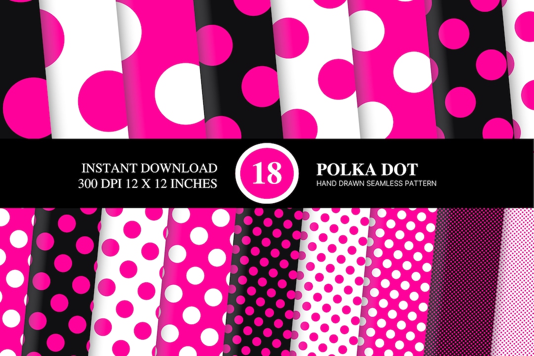 18 Hot Pink Polka Dot Digital Paper Light Pink, Small Polka Dots, Big ...