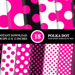 18 Hot Pink Polka Dot Digital Paper Light Pink, Small Polka Dots, Big ...