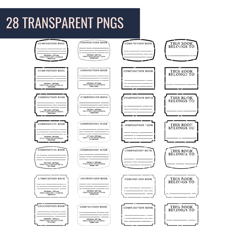 Composition Book Label Goodnotes Labels Journal Pattern Planner Designs ...