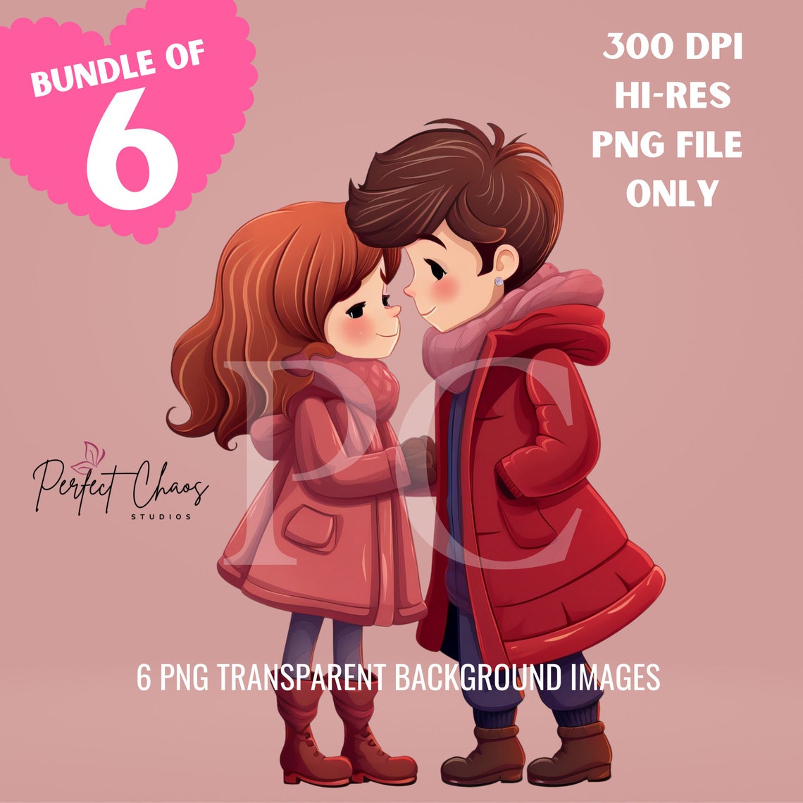 Adorable Valentine's Day Couple PNG INSTANT Download-cute Romantic ...