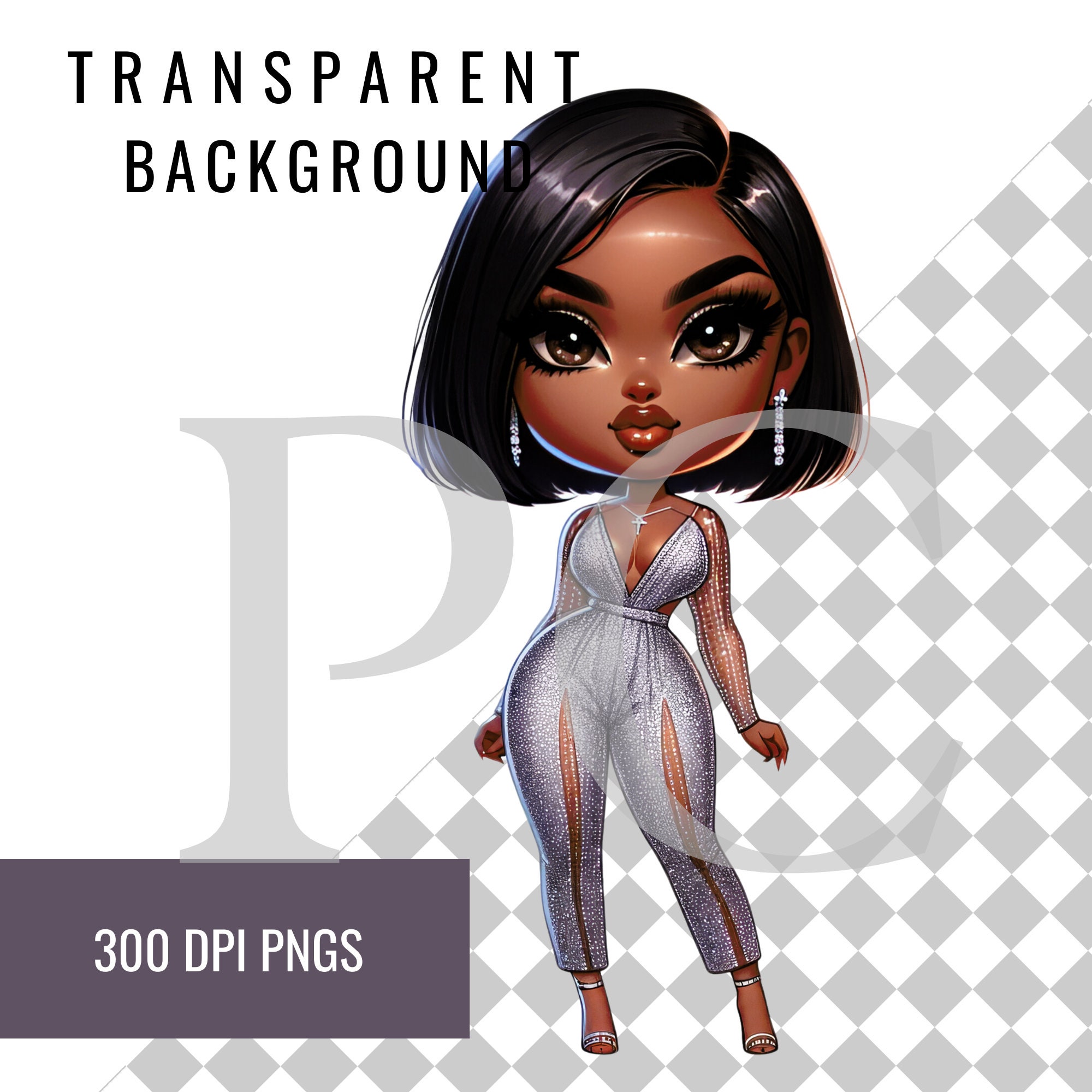 26 Chic Chibi Clipart PNG INSTANT DOWNLOAD Fashionable, Instant Download, Clipart, Printable ...