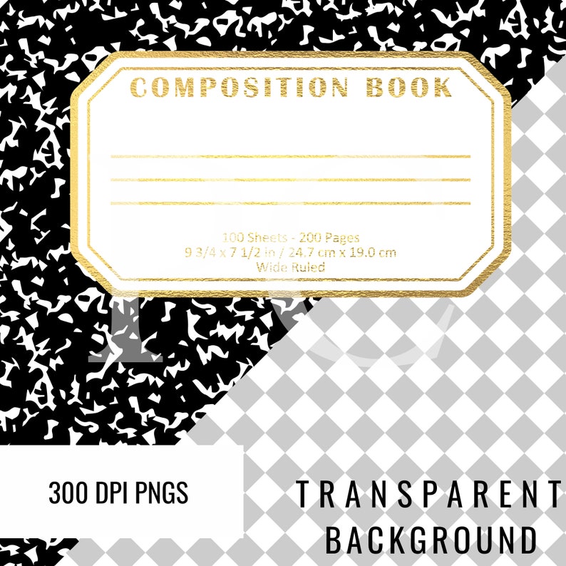 Composition Book Labels: Black & White PNG, SVG (digital Download) - Etsy