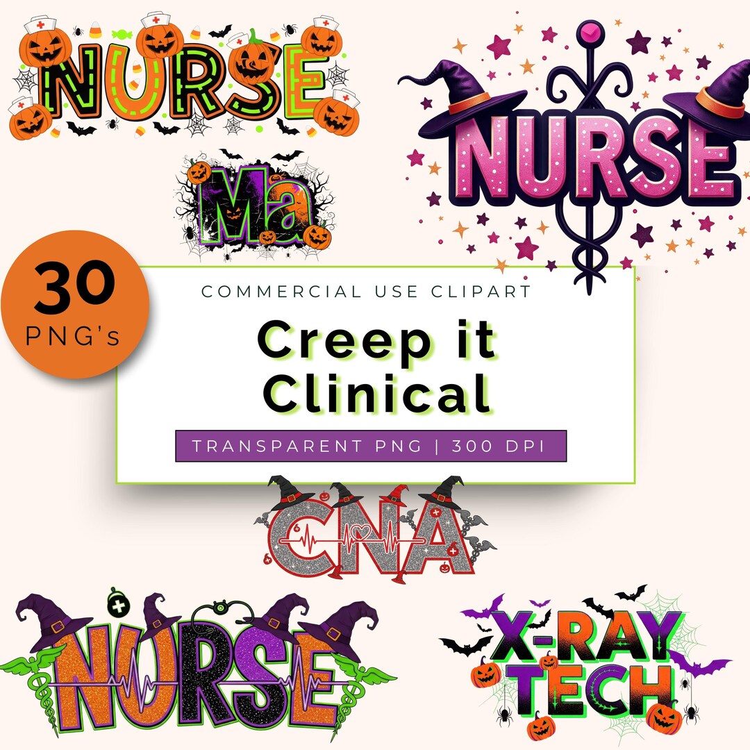 Medical Halloween PNG Bundle: Nurse Clipart & Tumbler Designs (digital ...