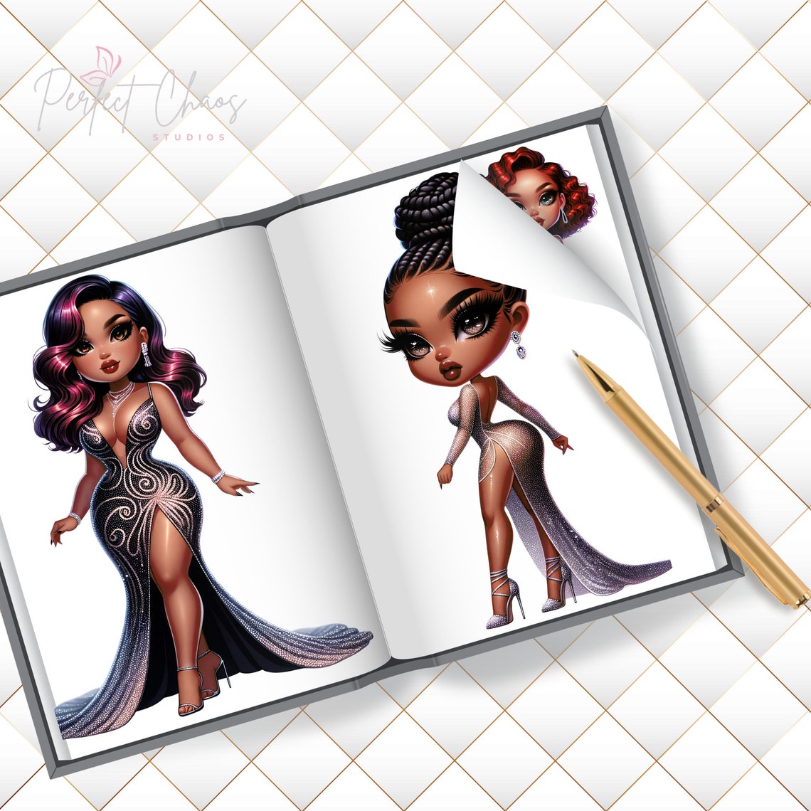 26 Chic Chibi Clipart PNG INSTANT DOWNLOAD Fashionable, Instant Download, Clipart, Printable ...