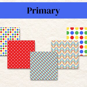 Primary Colors Digital Paper Pack: Rainbow, Stripes, Dots (digital ...