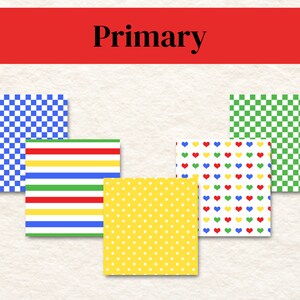 Primary Colors Digital Paper Pack: Rainbow, Stripes, Dots (digital ...