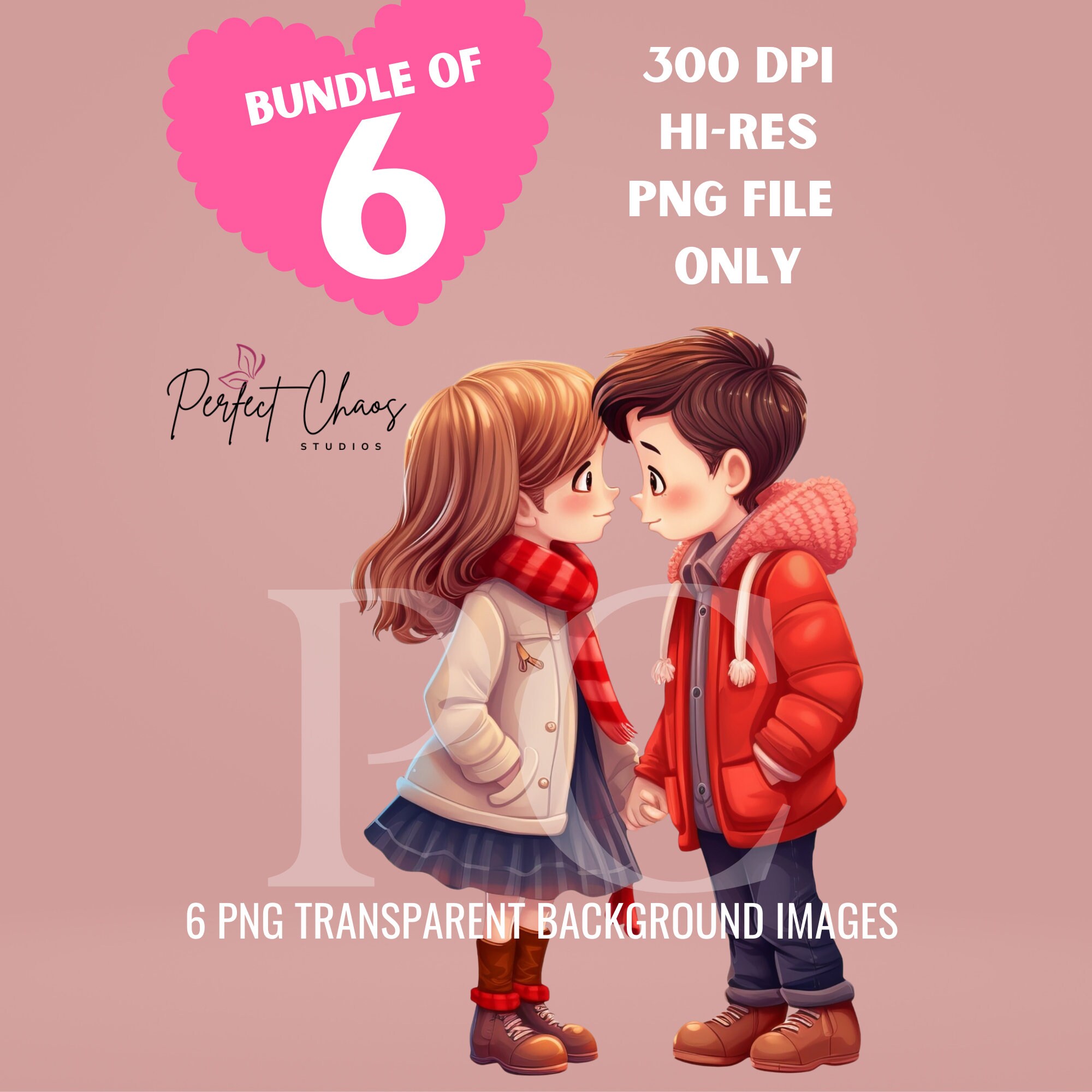 Adorable Valentine's Day Couple PNG INSTANT Download-cute Romantic ...