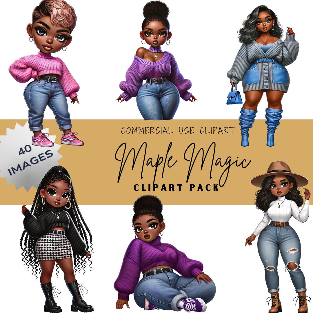 Maple Magic 40 Cute Fall Chibi Girls Clipart Collection Cozy Autumn ...