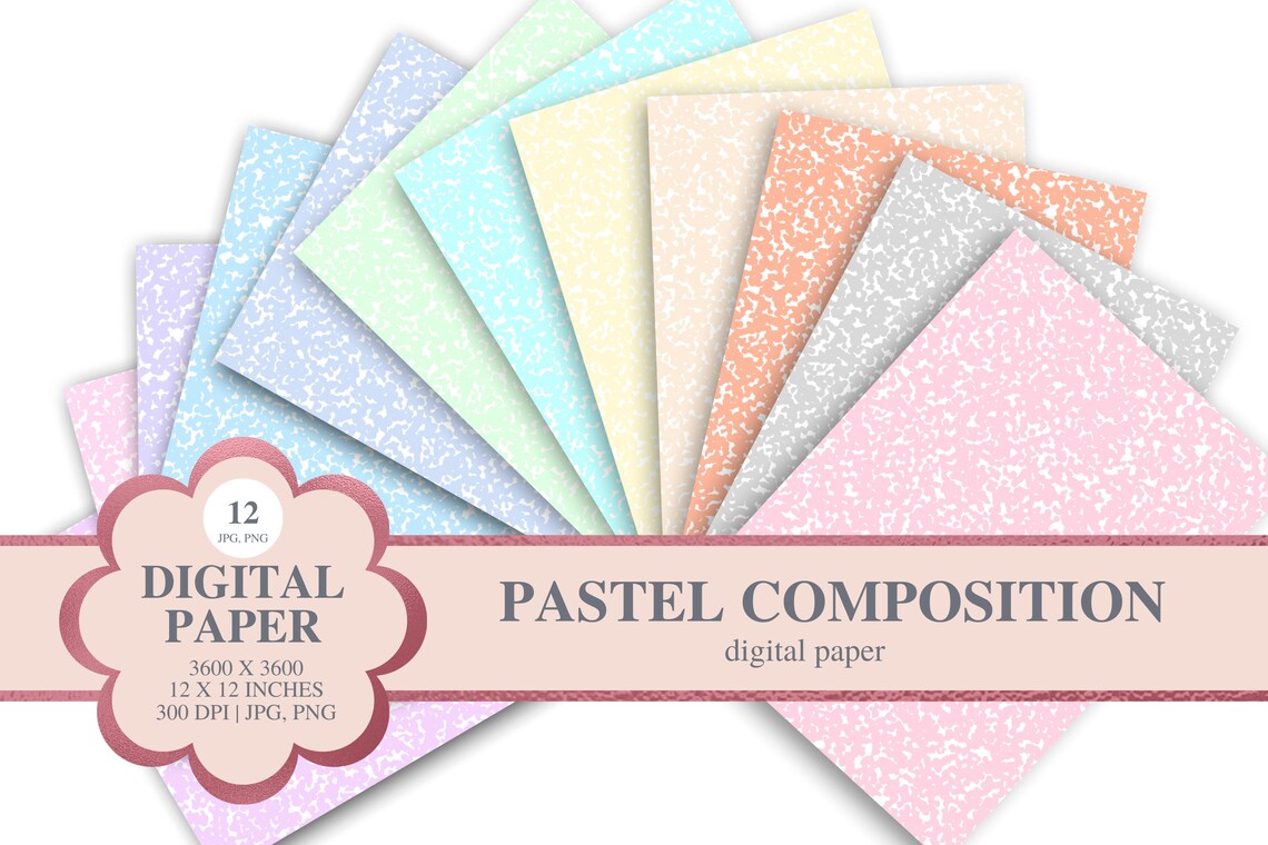 Composition Book Cover Digital Paper Composition Notebook Digital Paper ...