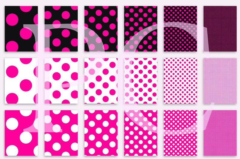 18 Hot Pink Polka Dot Digital Paper Light Pink, Small Polka Dots, Big ...