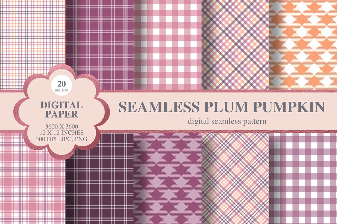 20 Soft Autumn Plaid Digital Paper Pack | Digital Plum Paper | Autumn ...